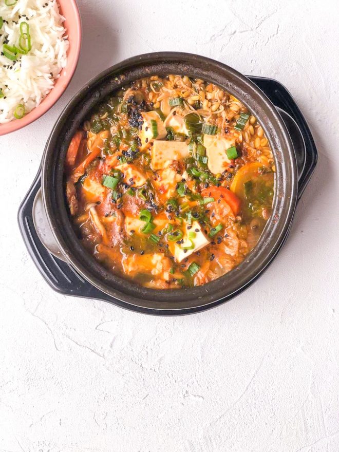 Vegan Sundubu jjigae Recipe (Spicy Soft Tofu Stew)