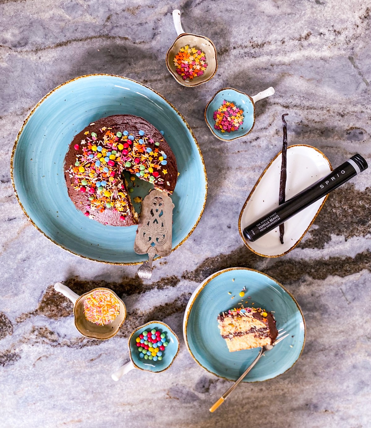 Funfetti Vanilla Cake With Chocolate Fudge Frosting