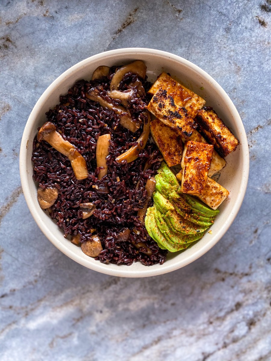 Black Rice Bowl With Mushrooms