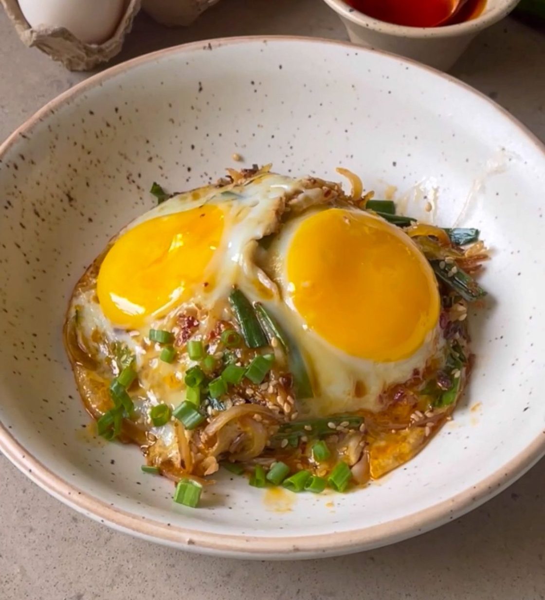 Soy Sauce Fried Eggs With Scallions